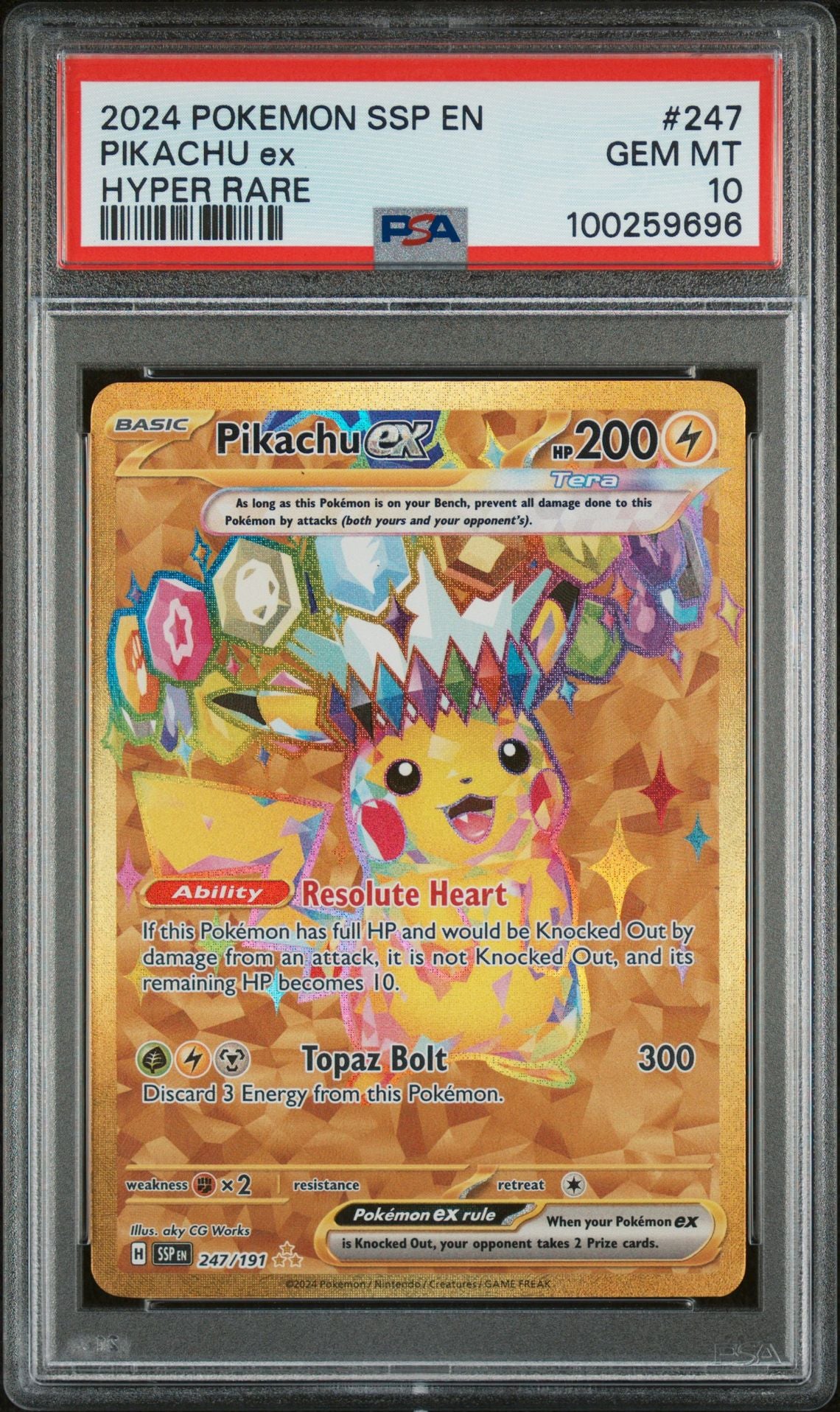 PSA GEM MINT 10 - 2024 POKEMON SSP EN-SURGING SPARKS HYPER RARE PIKACH – 1 Collectables 1